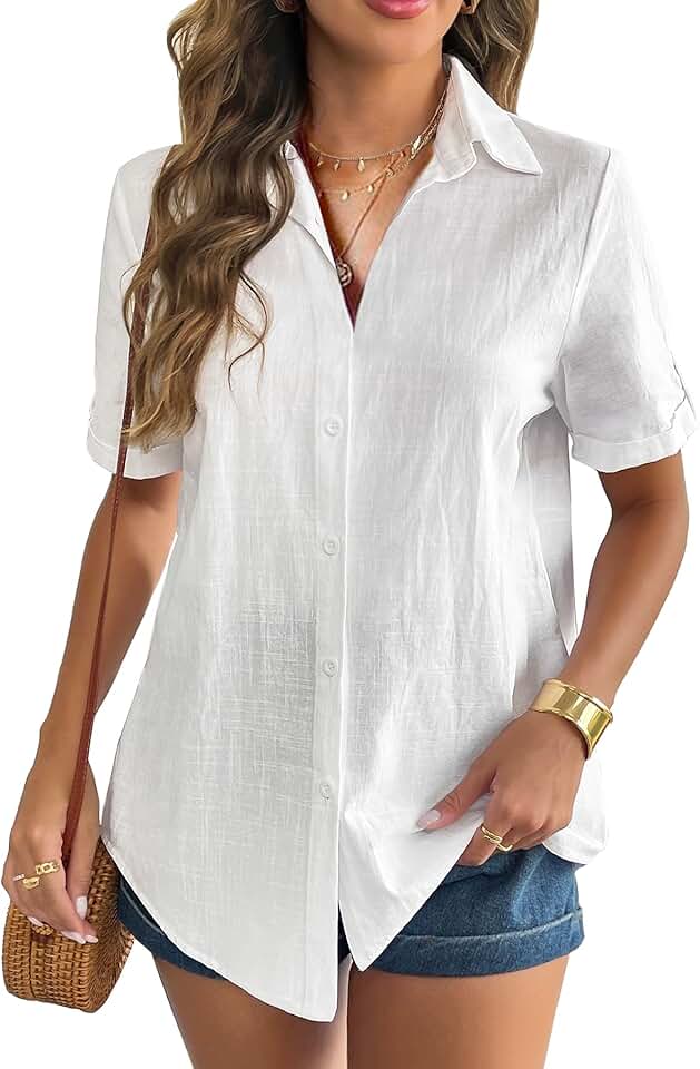 Amazon.ca: Linen - Women's Blouses & Button-Down Shirts / Women's Tops, Tees & Blouses: Clothing ...