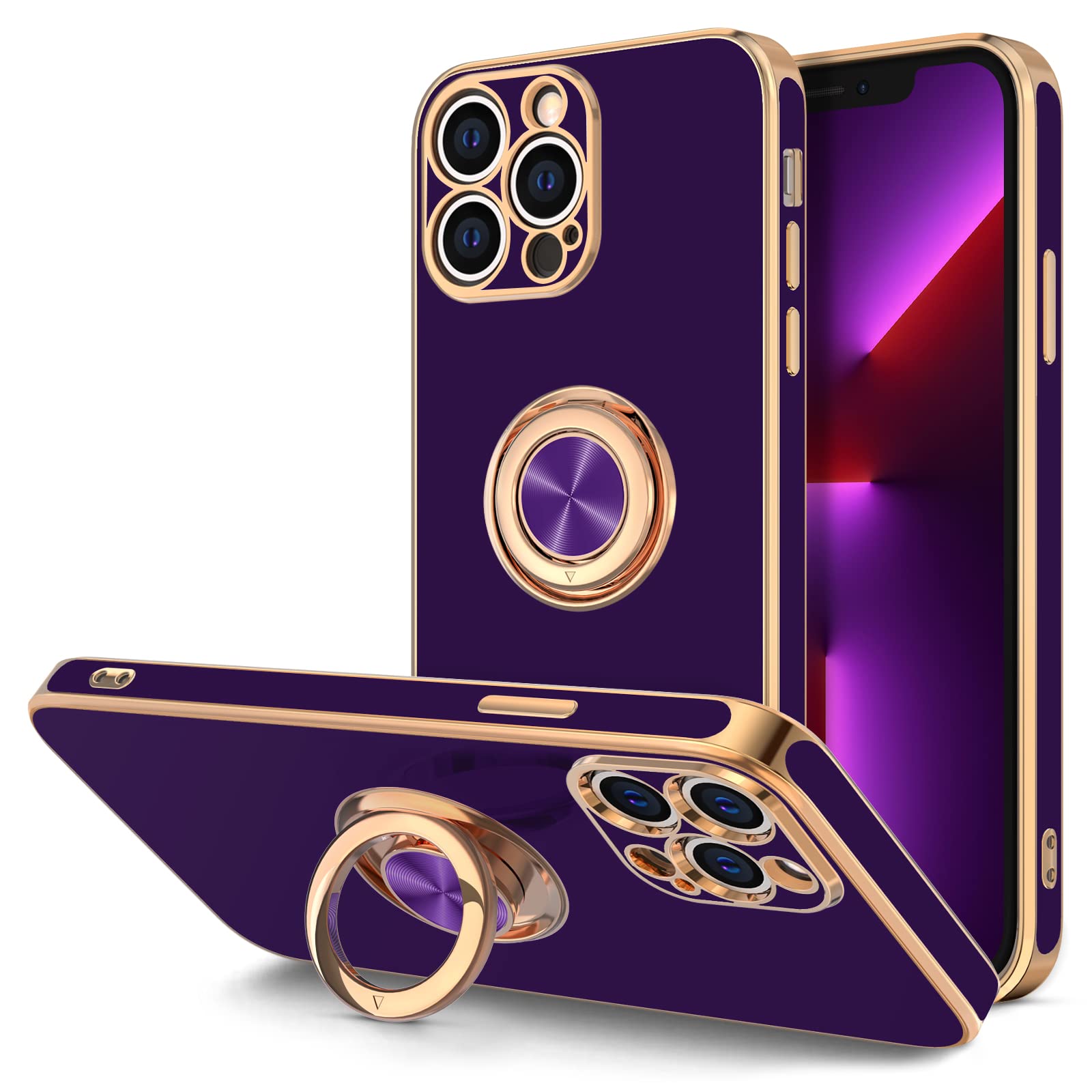 Amazon.com: Hython for iPhone 13 Pro Max Case with Ring Stand [360°Rotatable Ring Holder ...