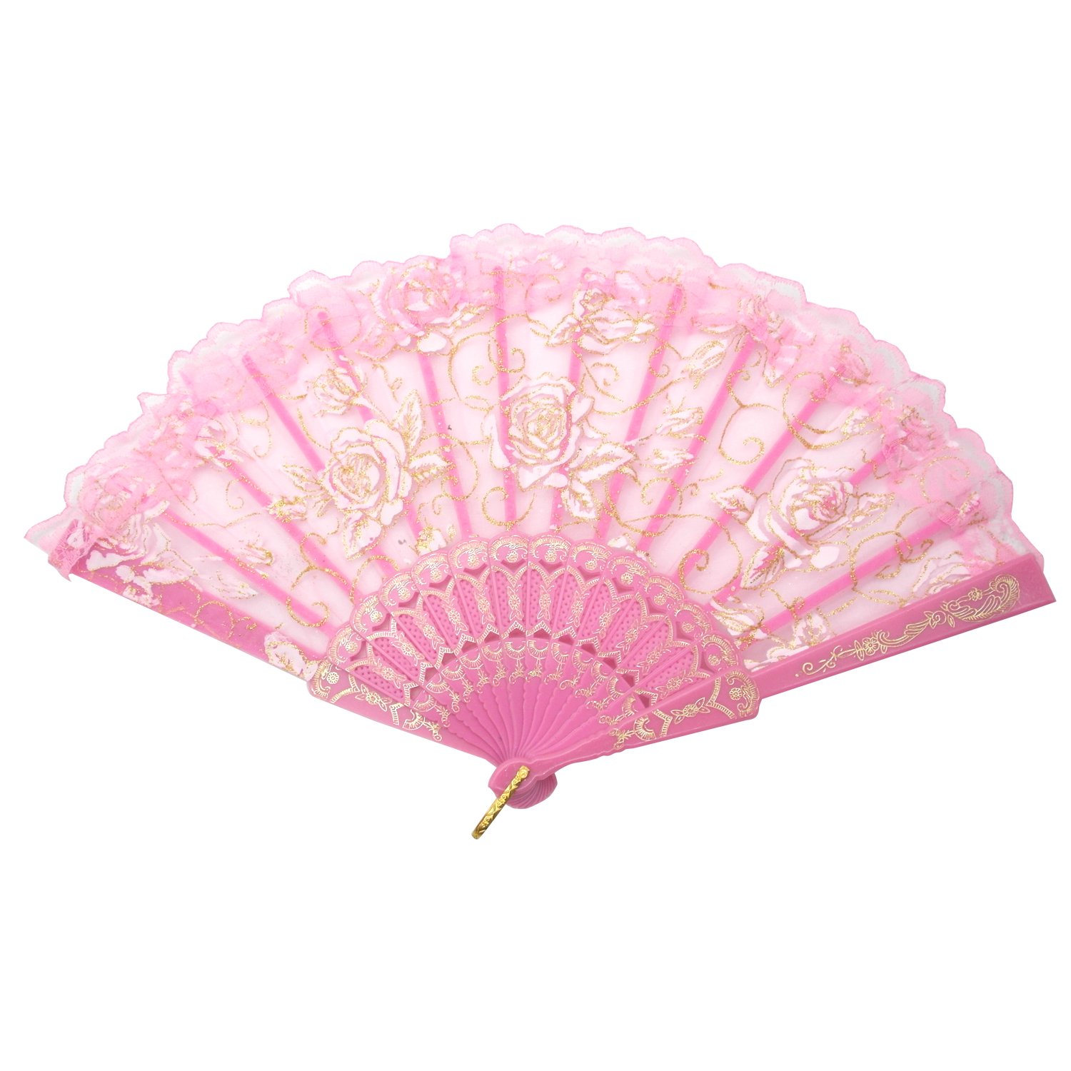 Amazon.com: TRENDBOX Flower Rose Lace Handheld Chinese Folding Fan for ...