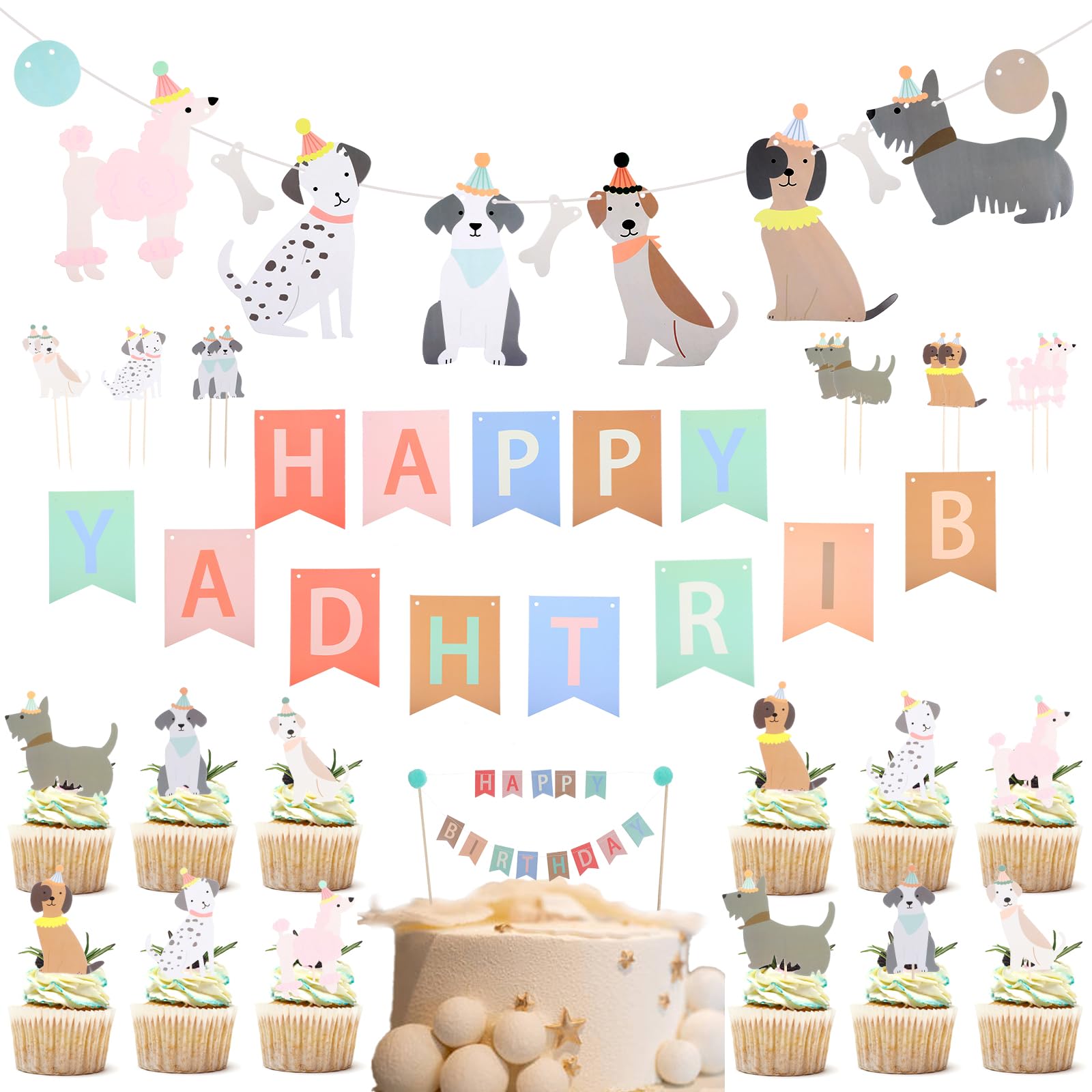 Amazon.com: Dog Themed Banner Happy Birthday Banner Dog Birthday ...