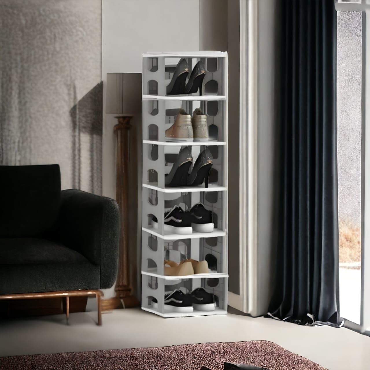 VERAT 7 Tier Stackable Shoe Racks Vertical Shoe Rack Plastic Shoe ...