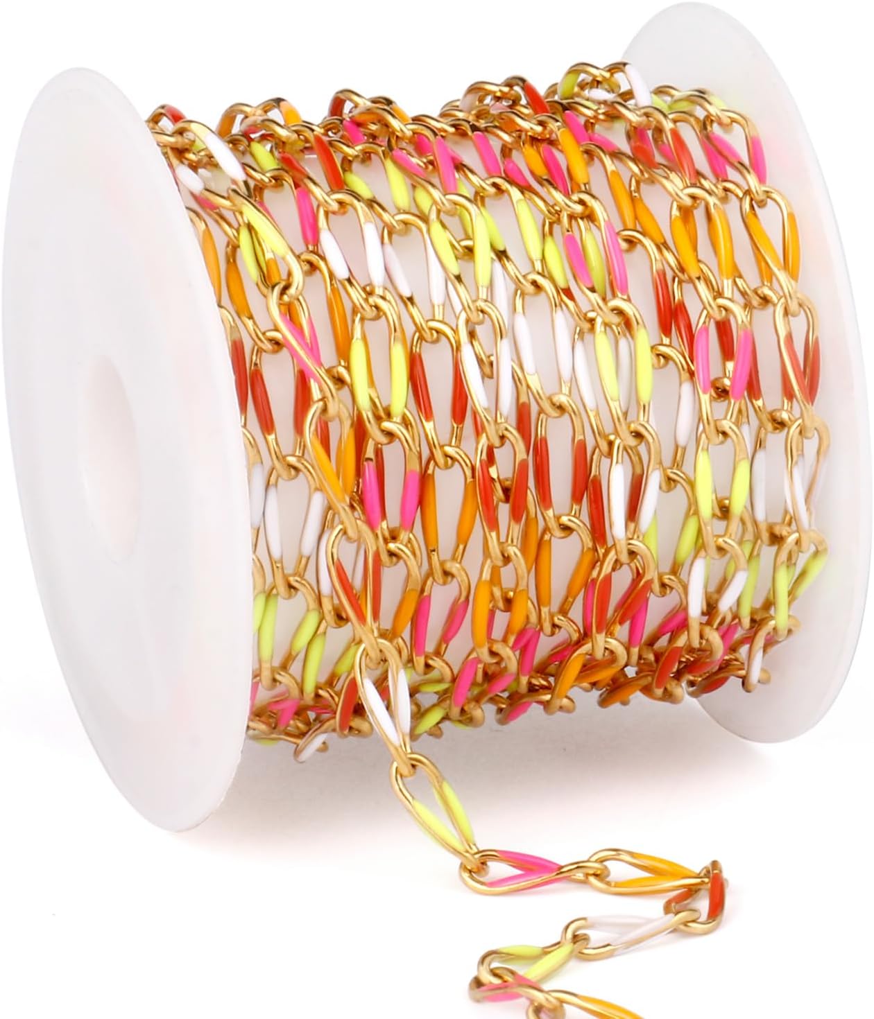 Amazon.com: 2 Yard Colorful Chains for Jewelry Making, 18K Gold Plated ...