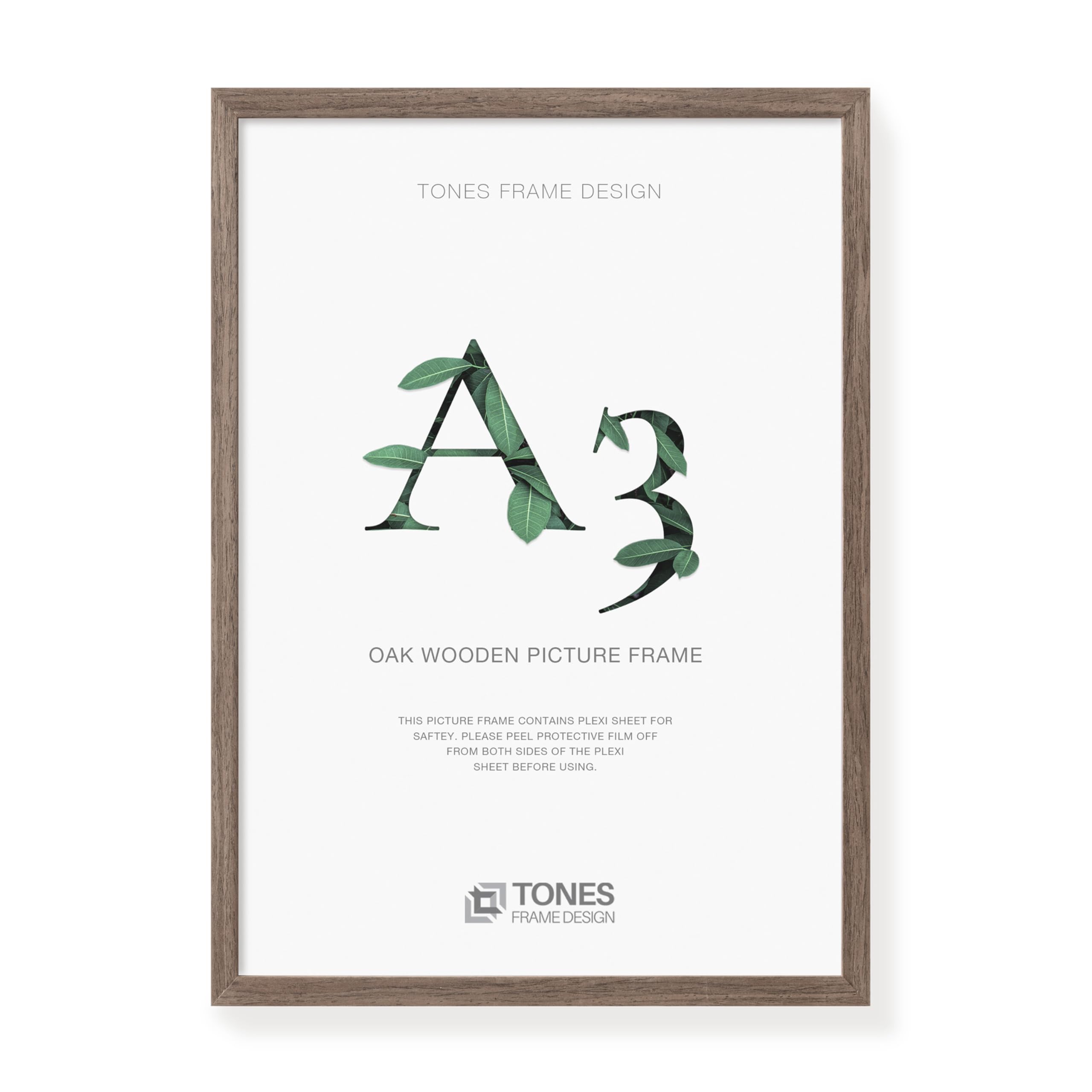 TONES FRAME DESIGN A3 Frame Dark Oak Wood Picture Frame 29.7 x 41.9 cm ...
