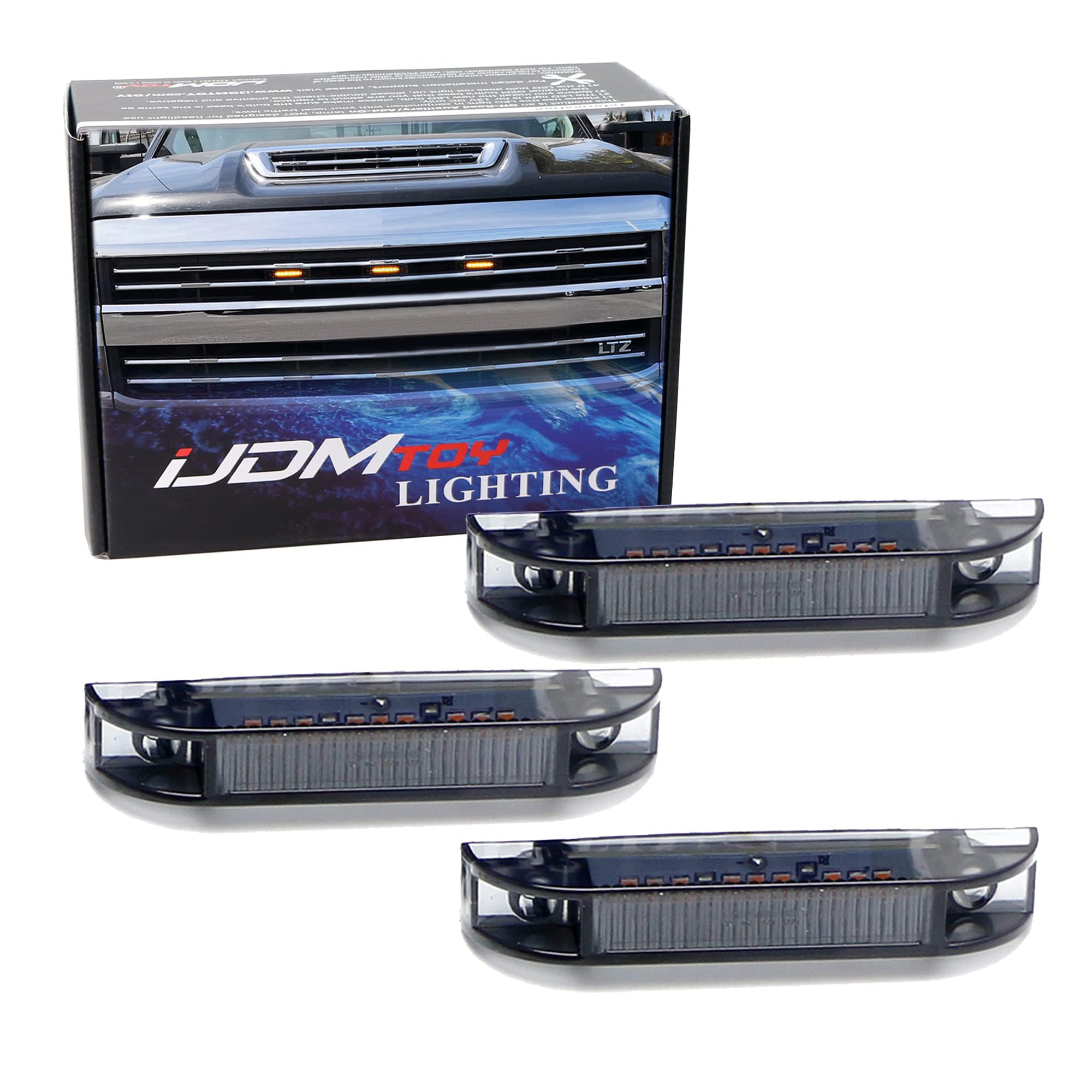 Amazon.com: iJDMTOY Smoked Lens Amber LED Grille Lights Kit Compatible ...