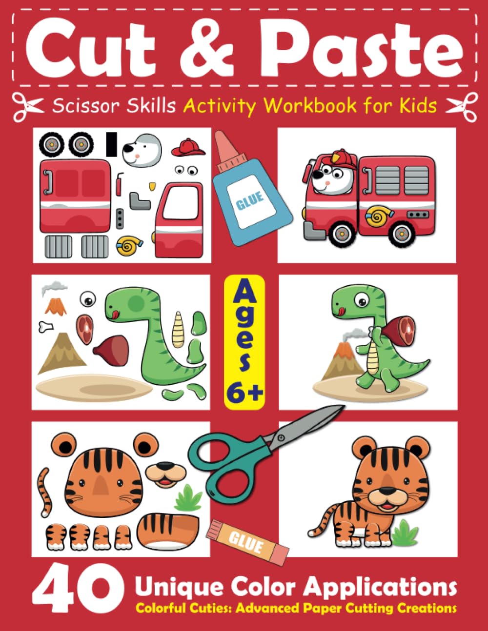 Cut & Paste: Scissor Skills Activity Workbook for Kids: Colorful Cuties ...