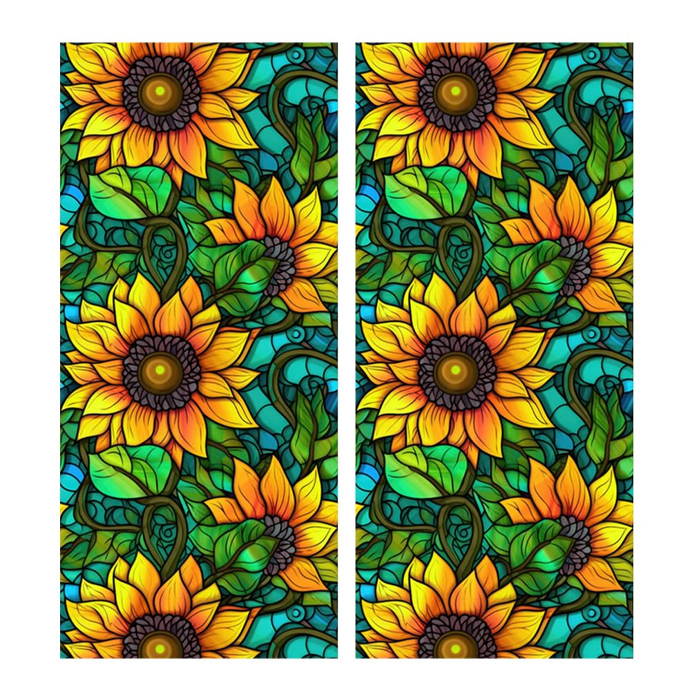 Amazon.com: Luxshiny Stained Glass Window Film, 2pcs Sunflower Window ...