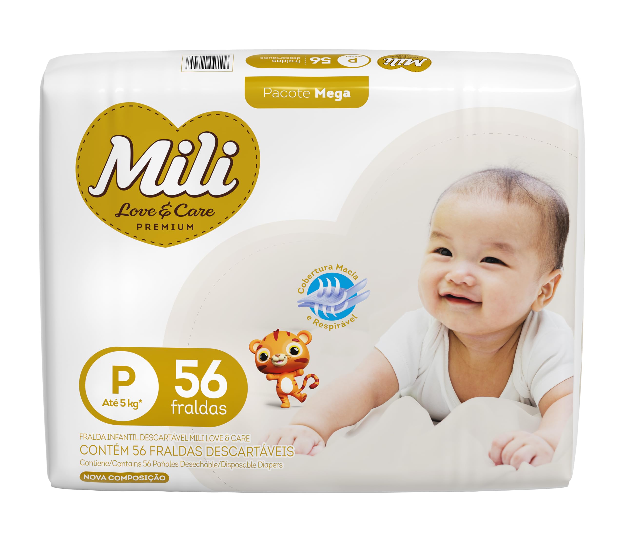 Mili Fralda Love&Care Mega P - 56 Unidades | Amazon.com.br