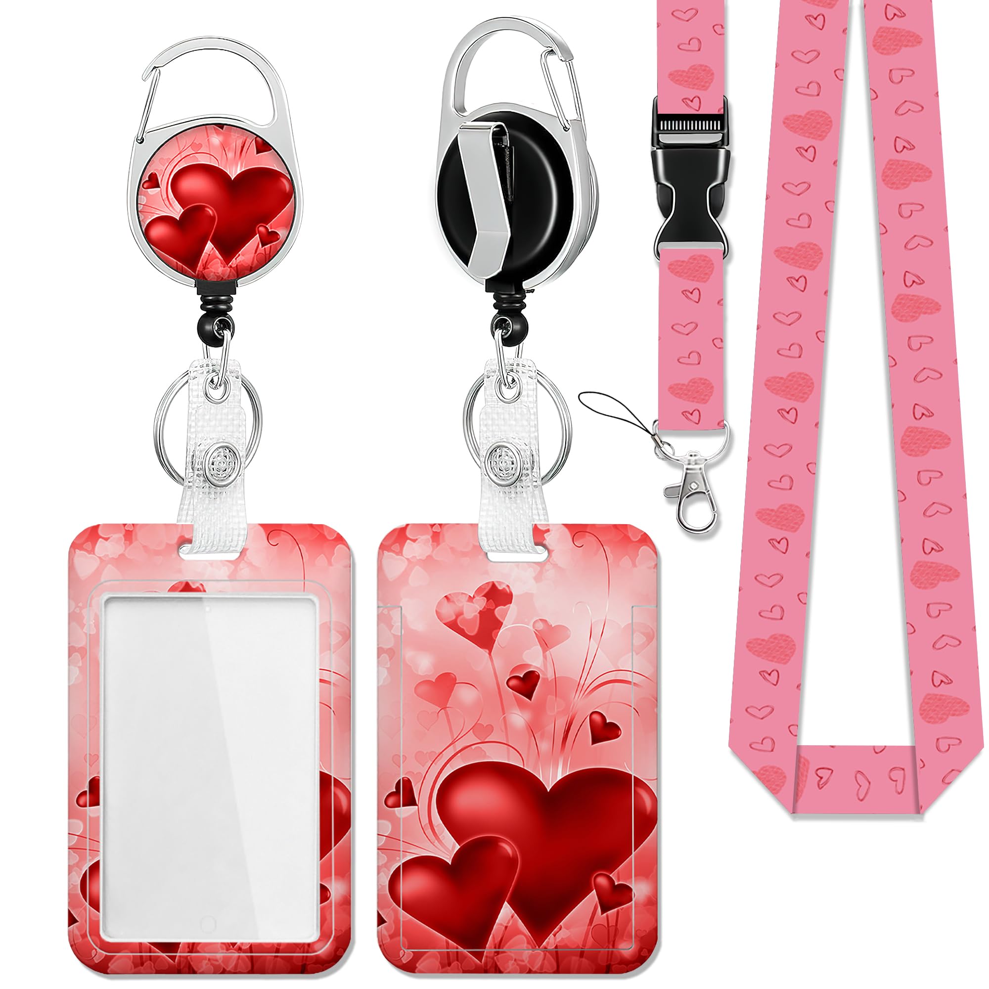 Amazon.com : ID Badge Holder with Breakaway Lanyard, Red Heart ID ...