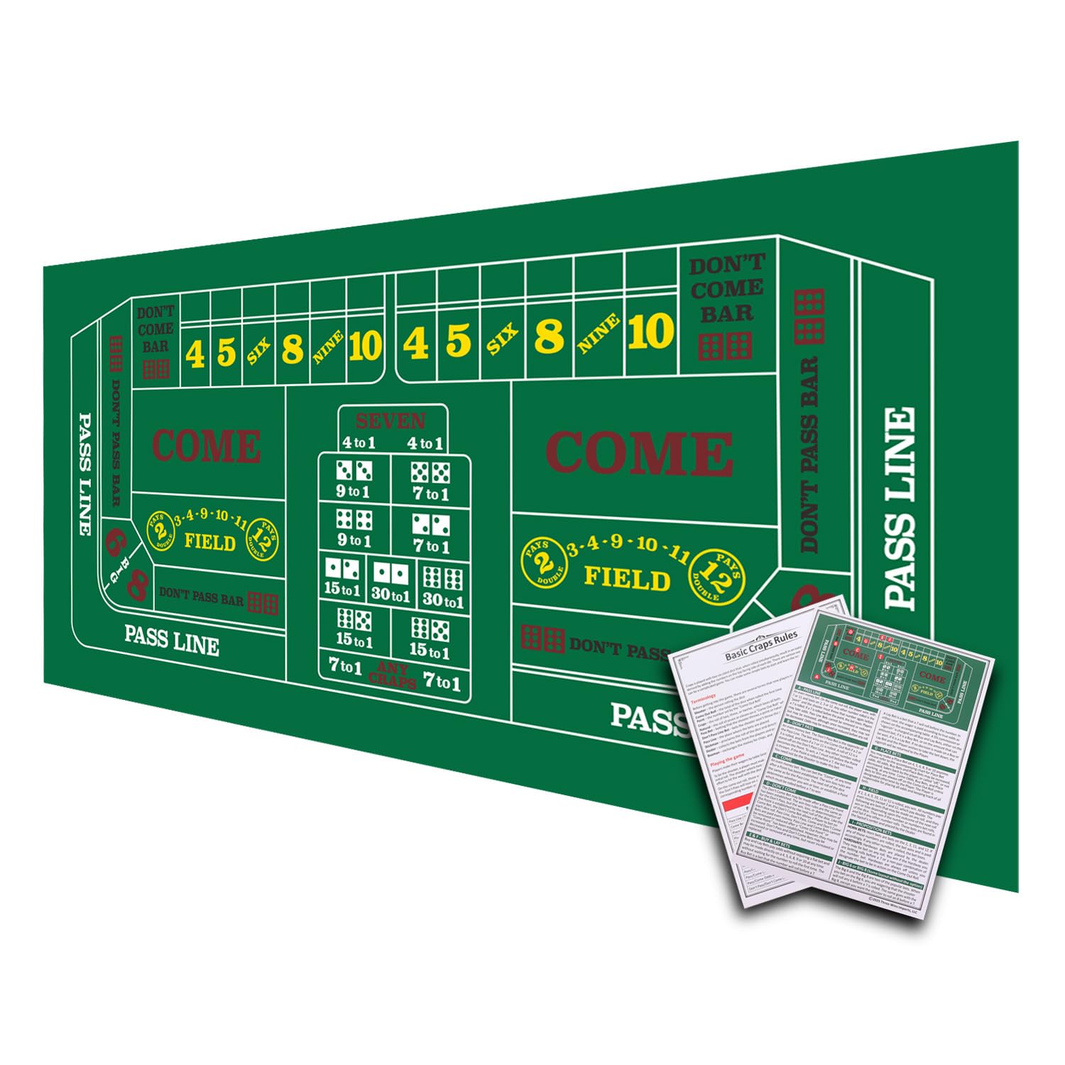 Snapklik.com : GSE Games & Sports Expert 36"x72" Craps Layout Felt