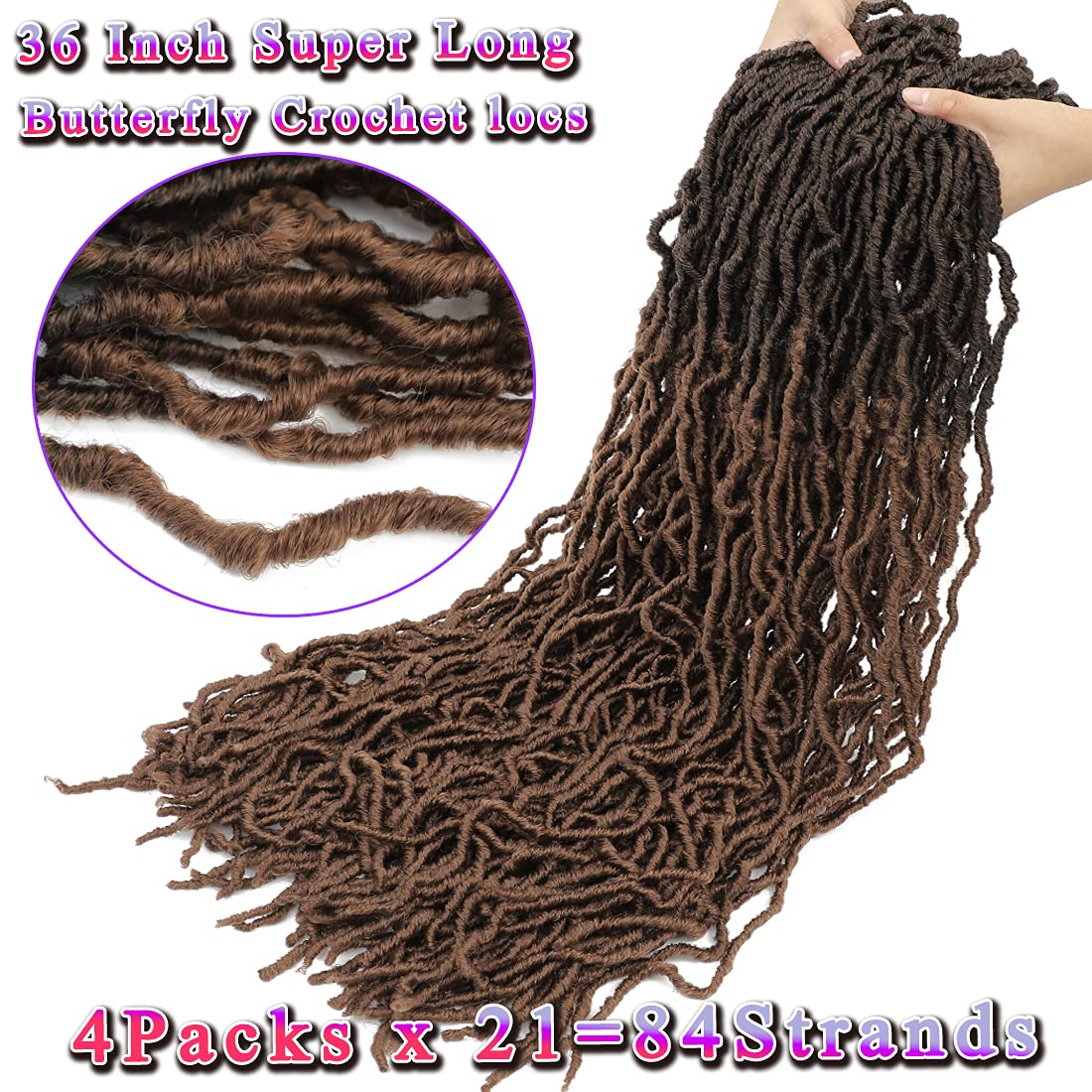 Buy New Faux Locs Crochet Hair 36Inch Pre-looped Super Long Extended ...