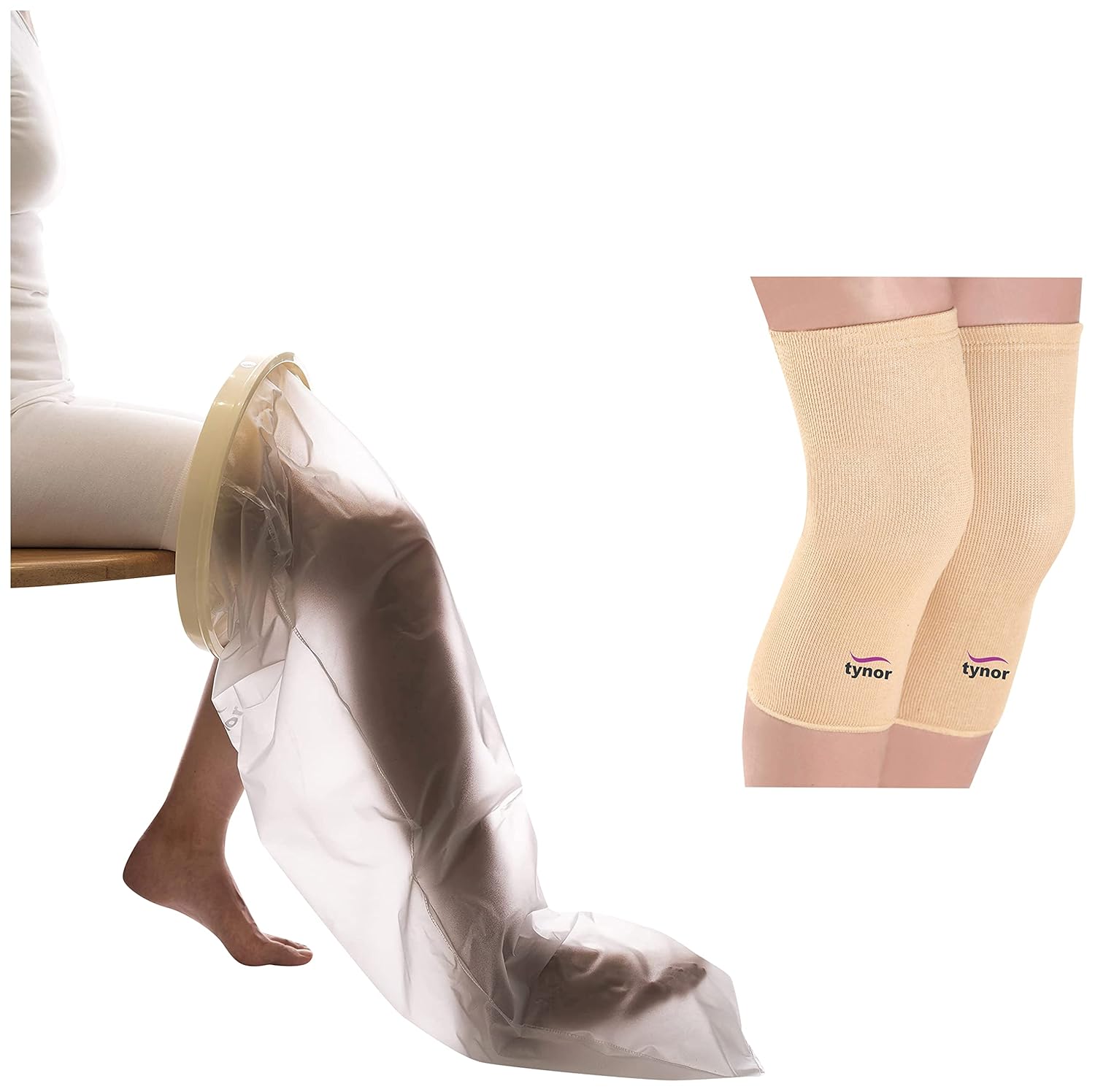 Buy TYNOR Cast Cover Leg, White, Universal Size, 1 Unit Knee Cap, Beige ...