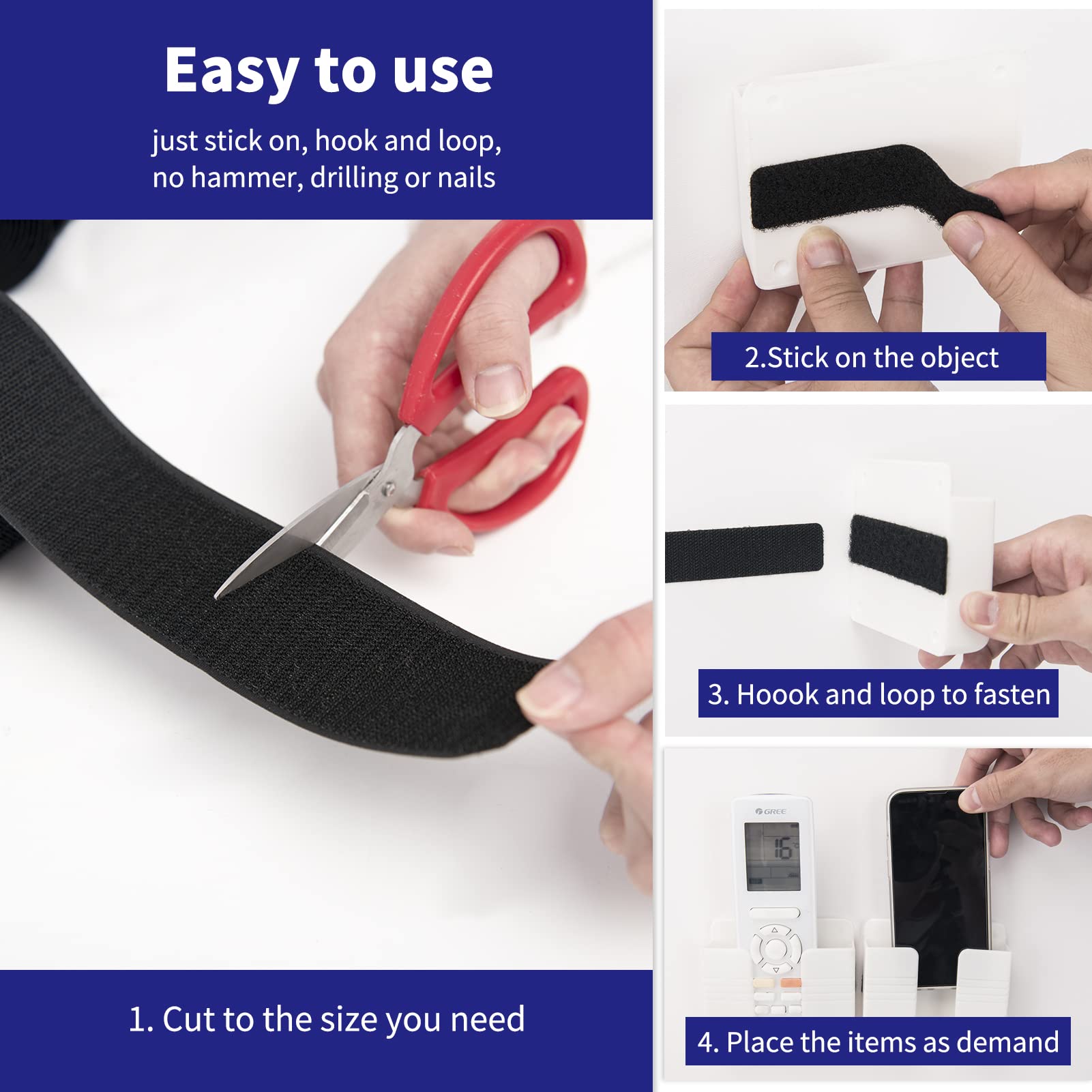 Snapklik.com : Art3d 4ft X 1 In Hook And Loop Rolls Sticky Back