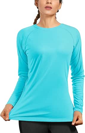 Women's UPF50+ Long Sleeve UV Sun Protection Shirts Quick Dry Rash Guard Swim Outdoor T-Shirt ...