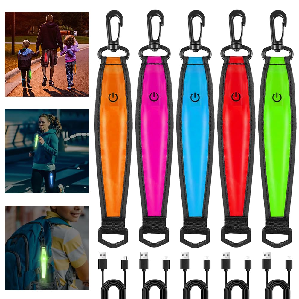 RIRIDAMAI LED Flashing Light School Bag USB Rechargeable Pack of 5 LED ...