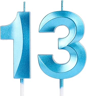 Amazon.com: 13th Birthday Candles, Number 13 Candles, Blue Happy ...