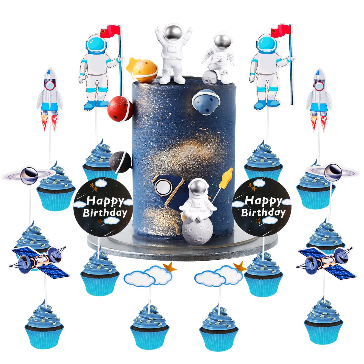 Buy 15pcs Space Cake Topper Astronaut Figurines Spaceman Figure Toy ...