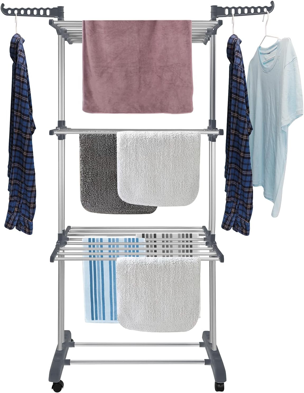 Amazon.com: COSTWAY Clothes Drying Rack, Foldable 2-Level Laundry ...