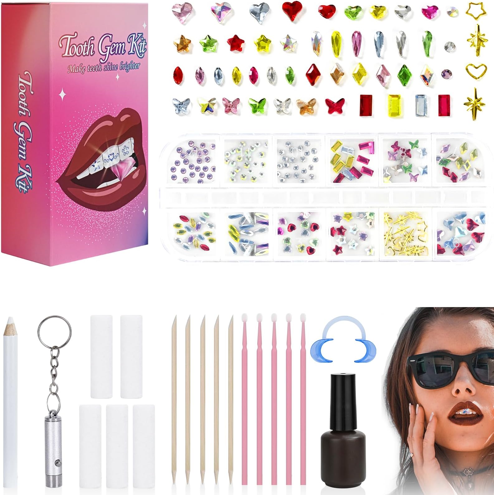 Amazon.com: Tooth Gem Kit, DIY Teeth Gems, Shining Tooth Gems Kit for ...