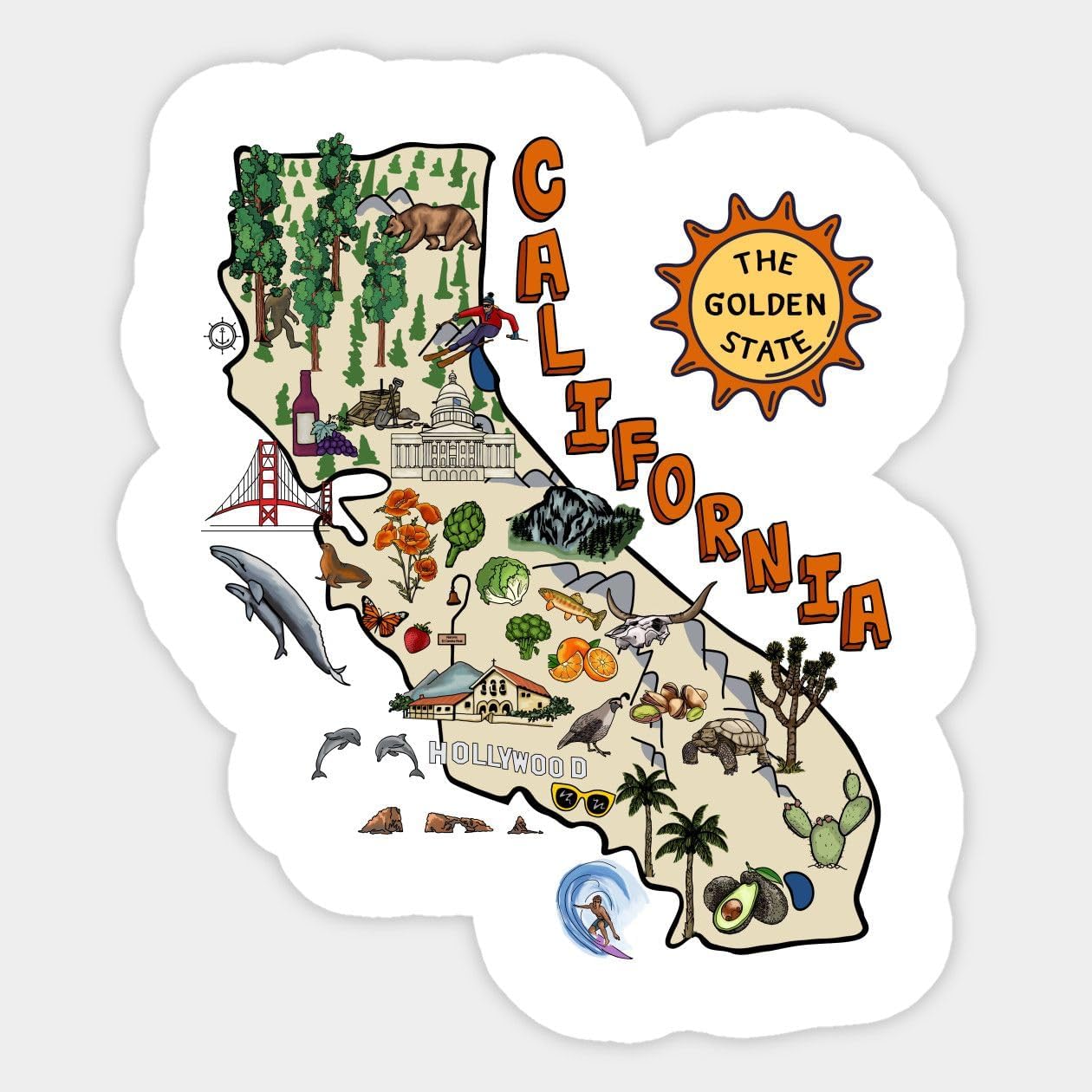 Amazon.com - (Pack of 2) California State Map Sticker | Vinyl | Decal ...