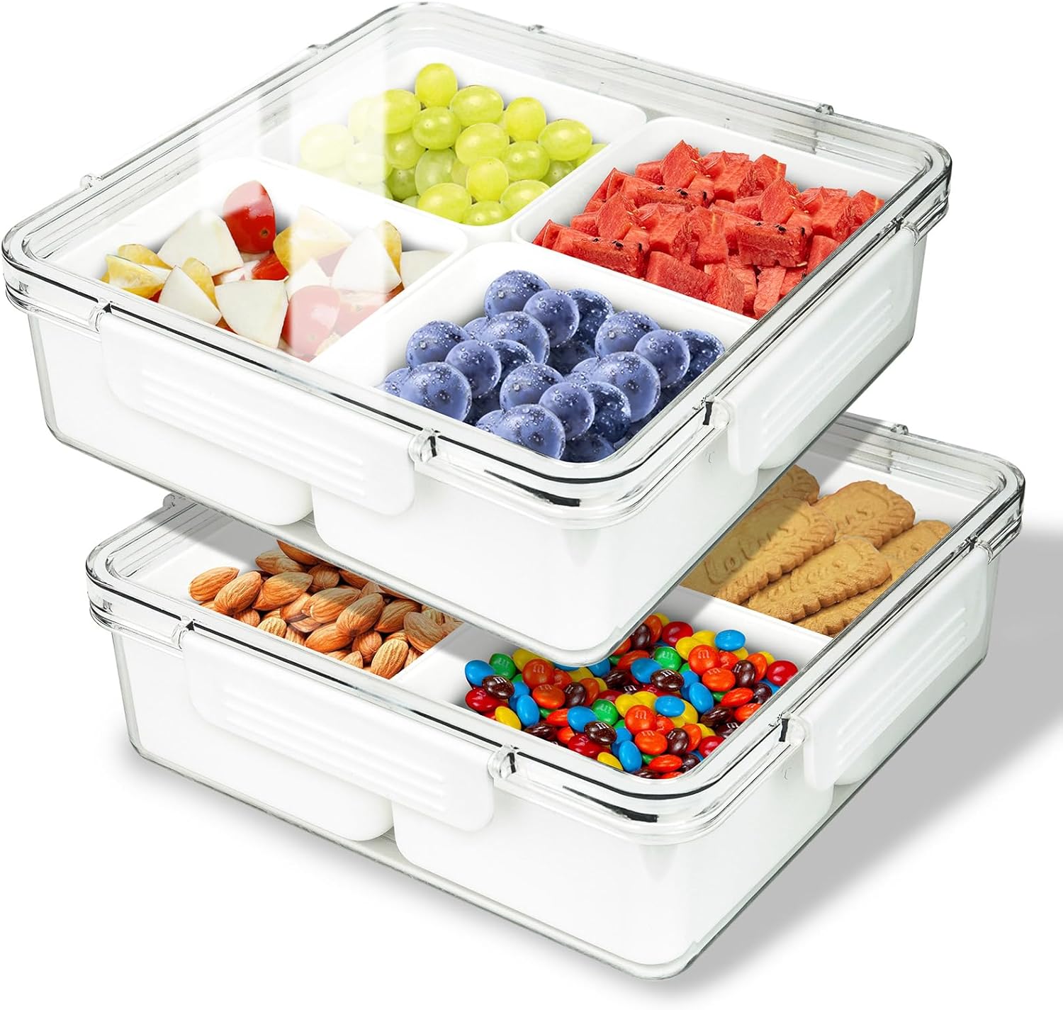 Amazon.com | INNOVATIVE LIFE 2 Pack Sealed 4 Compartment Snackle Box ...
