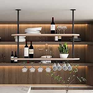 Amazon.com: Ceiling Hanging Plant Stand Metal Wine Rack - LOFT Retro ...
