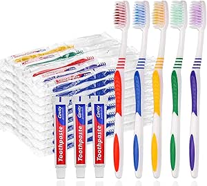 Amazon.com : SLequipo 100 Pack Disposable Toothbrushes with Toothpaste ...