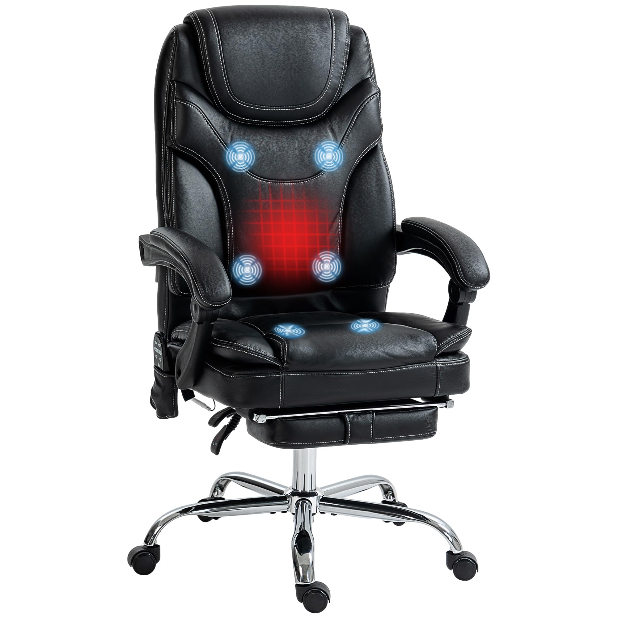 Vinsetto PU Leather Massage Office Chair with 6 Vibration Points ...