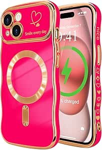 Amazon.com: LCHULLE for iPhone 15 Case for Women Girls [Compatible with MagSafe] Cute Curly Wave ...