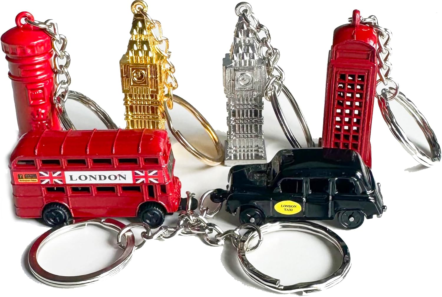 6 London Keyrings Key Tags GB Icon Mini Brelock Gift Souvenir England ...