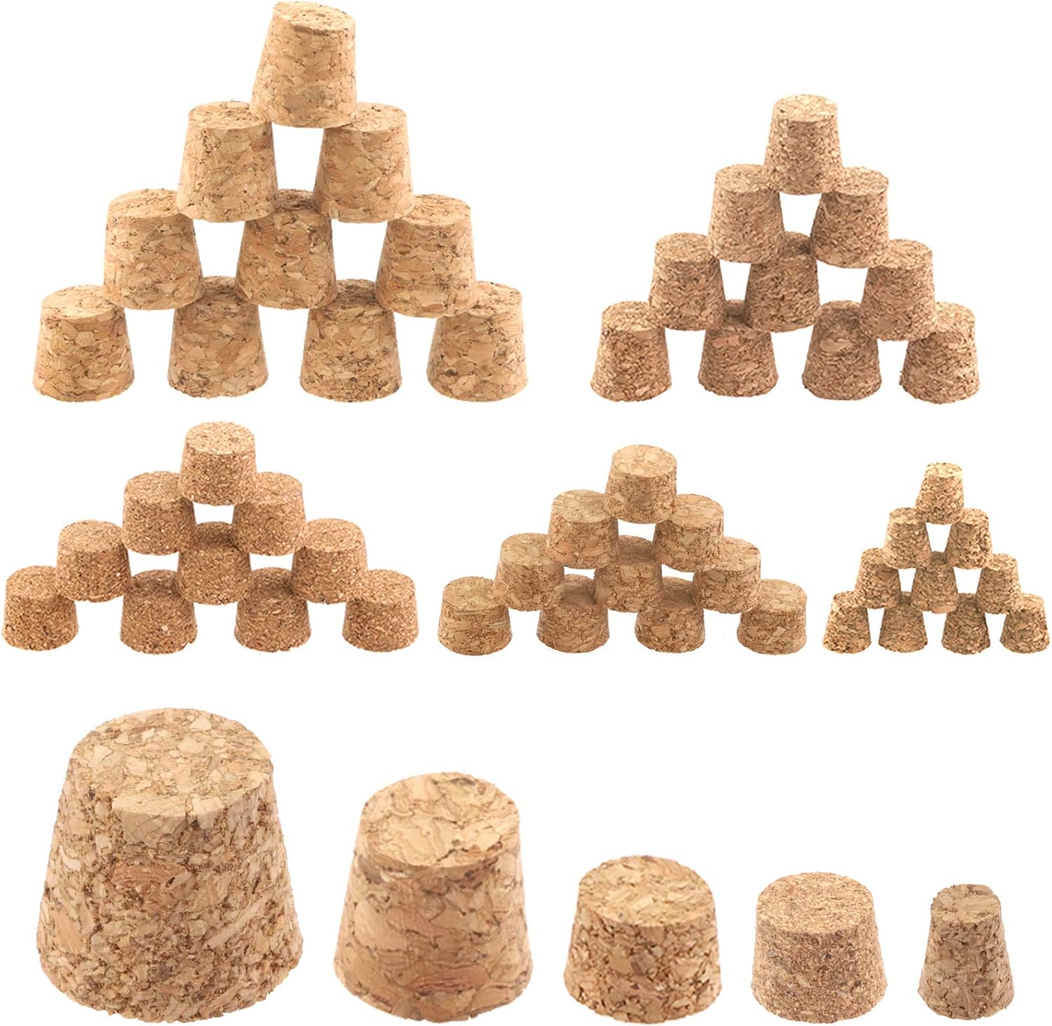 Rustark 100Pcs 5 Sizes Mini Cork Stoppers Tapered Cork Plugs Small ...
