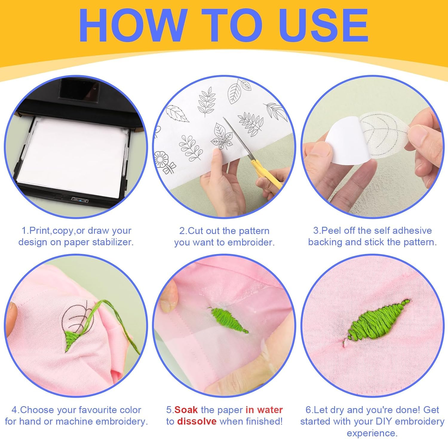 Snapklik.com : 36PCS 85"x11" Sticky Water Soluble Embroidery Stabilizer ...