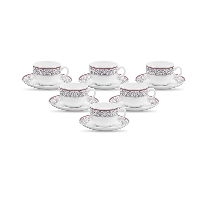 La Opala Diva, Sovrana Collection, Opal Glass Cup & Saucer Set 12 pcs ...