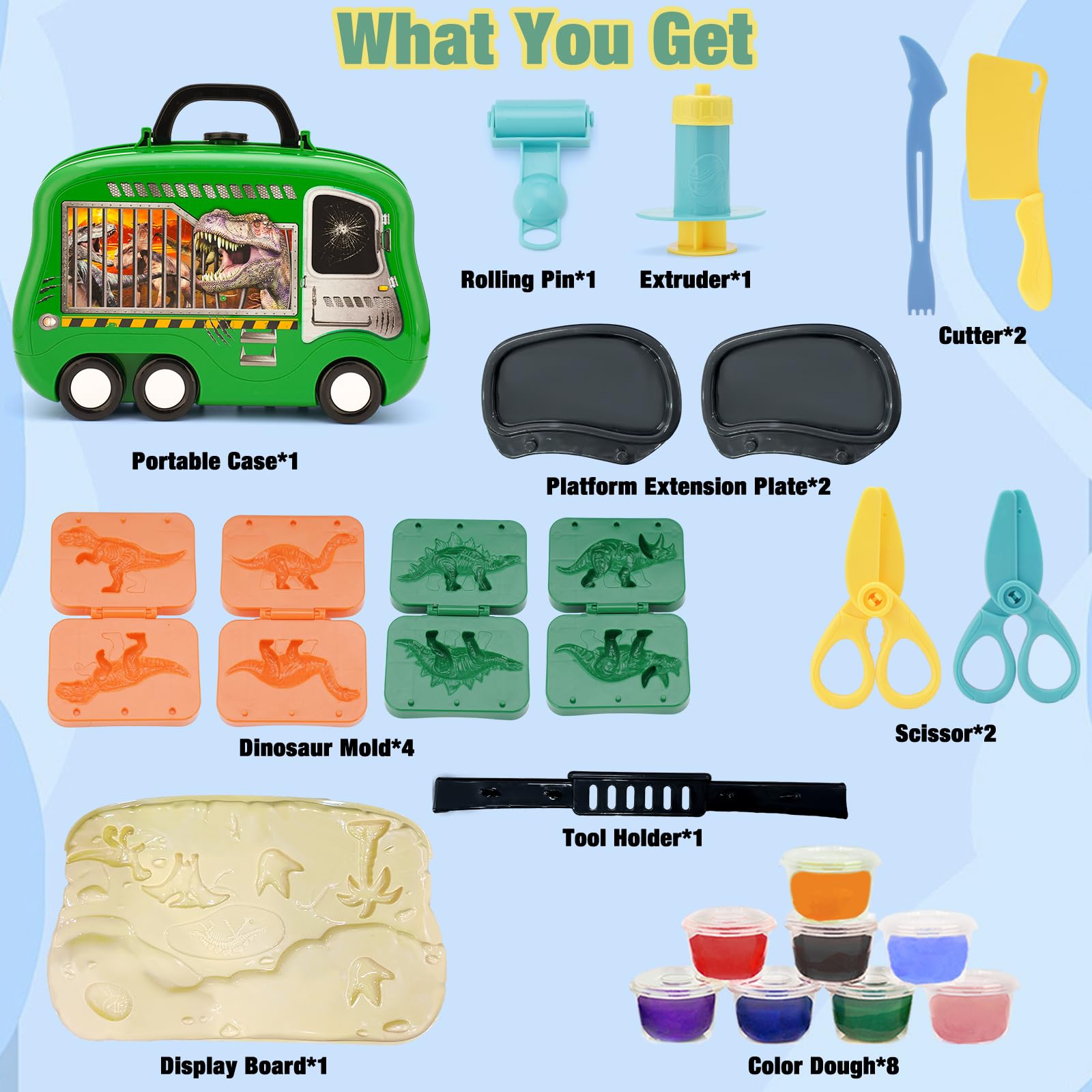 Snapklik.com : Crelloci Dinosaur Color Dough Set Tools Dino World 26 ...