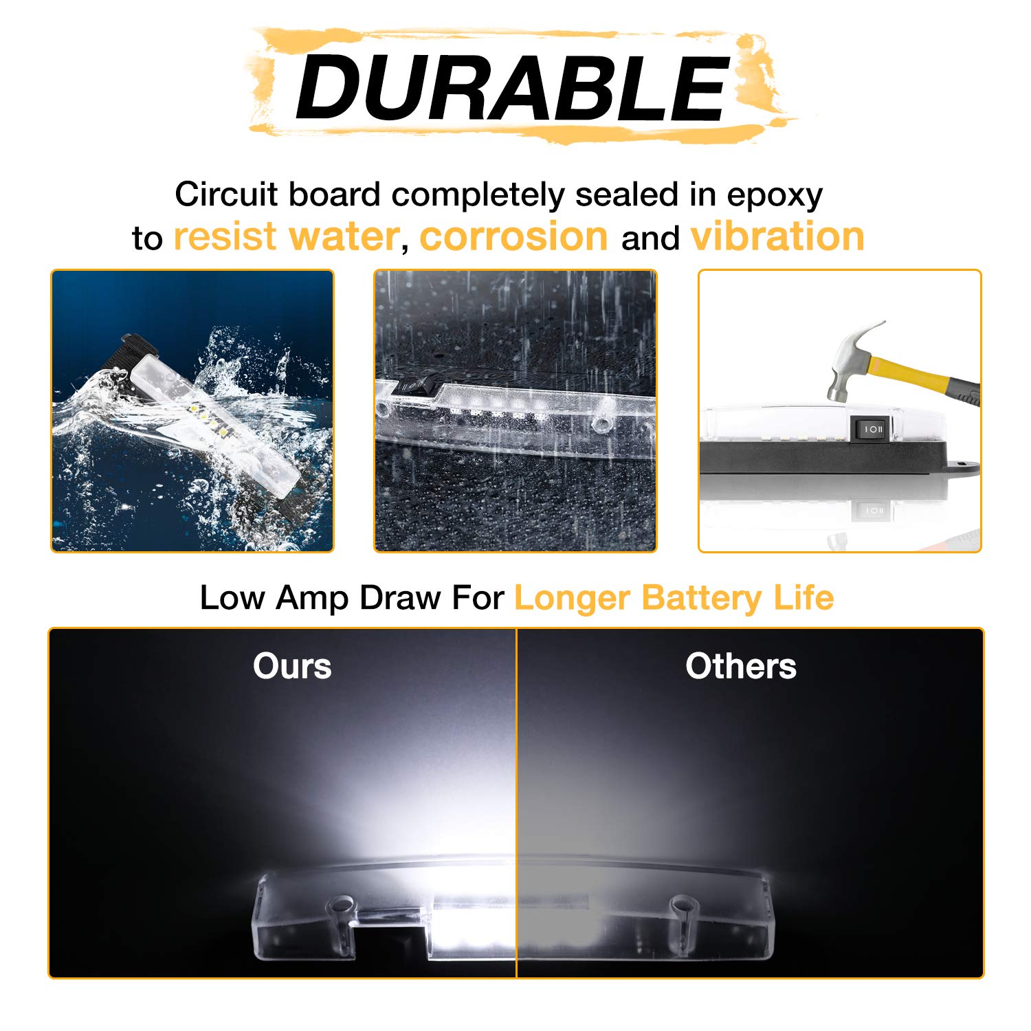 Snapklik.com : UTV Dome Light Upgraded Universal Roll Bar Mount LED ...