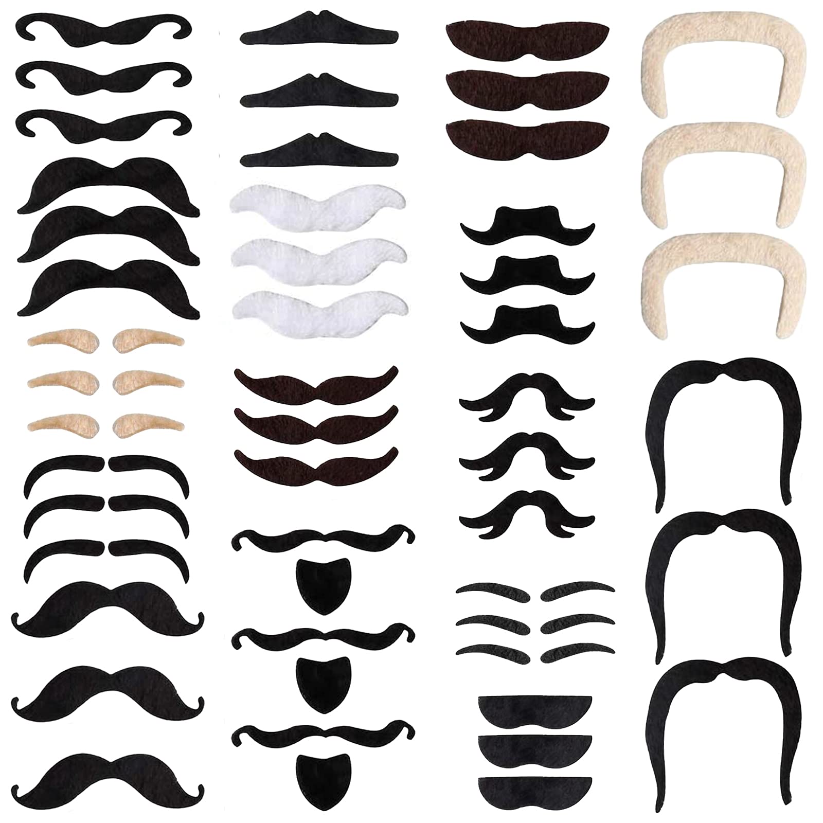 48PCS Fake Mustache, Self Adhesive Fake Moustache, Fake Beard for ...