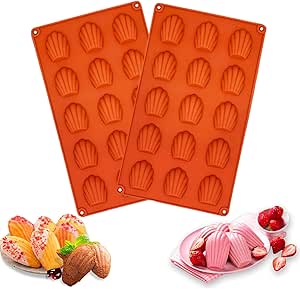 Nenkarn Mini Silicone Madeleine Tray, 2Pcs Moulds Madeline Tins for ...