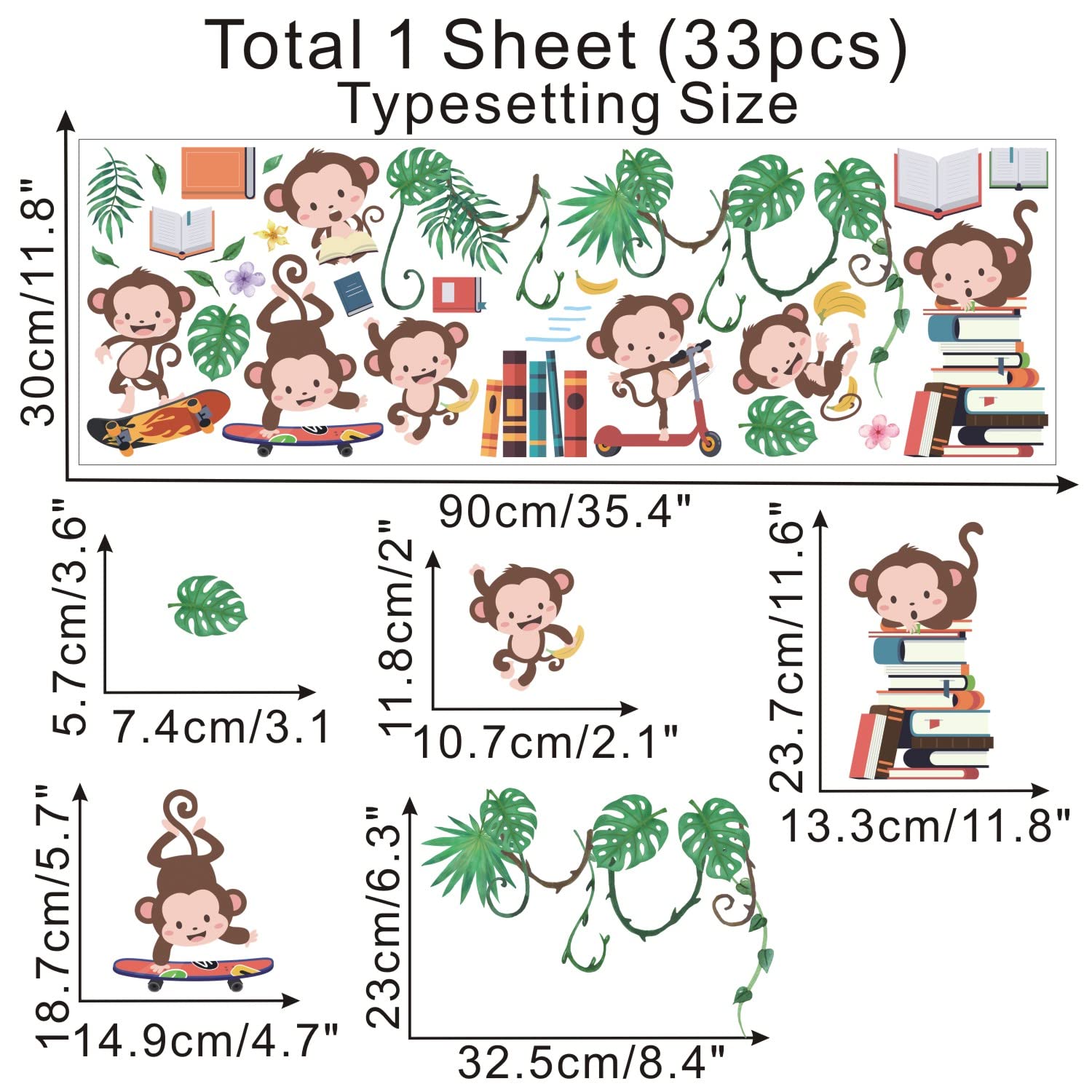 Snapklik.com : Jungle Monkey Wall Decal Monkeys Climb Trees Wall ...