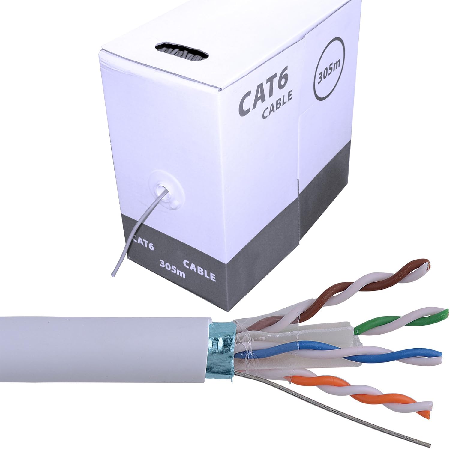305M CAT6 FTP/STP Shielded Cable Reel/Drum - Pure Copper - Ethernet ...