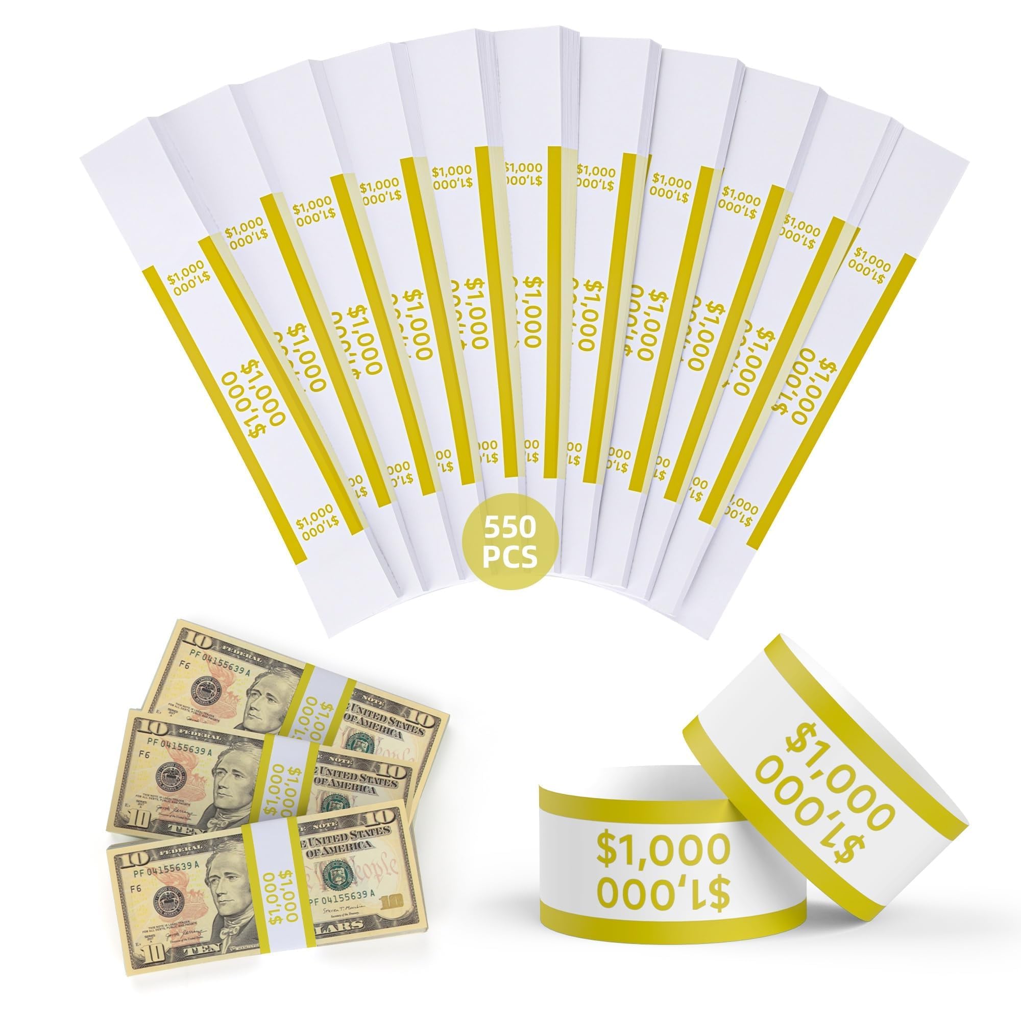 Amazon.com : Money Bands 550 Pack for Cash Self Adhesive Wrappers for ...