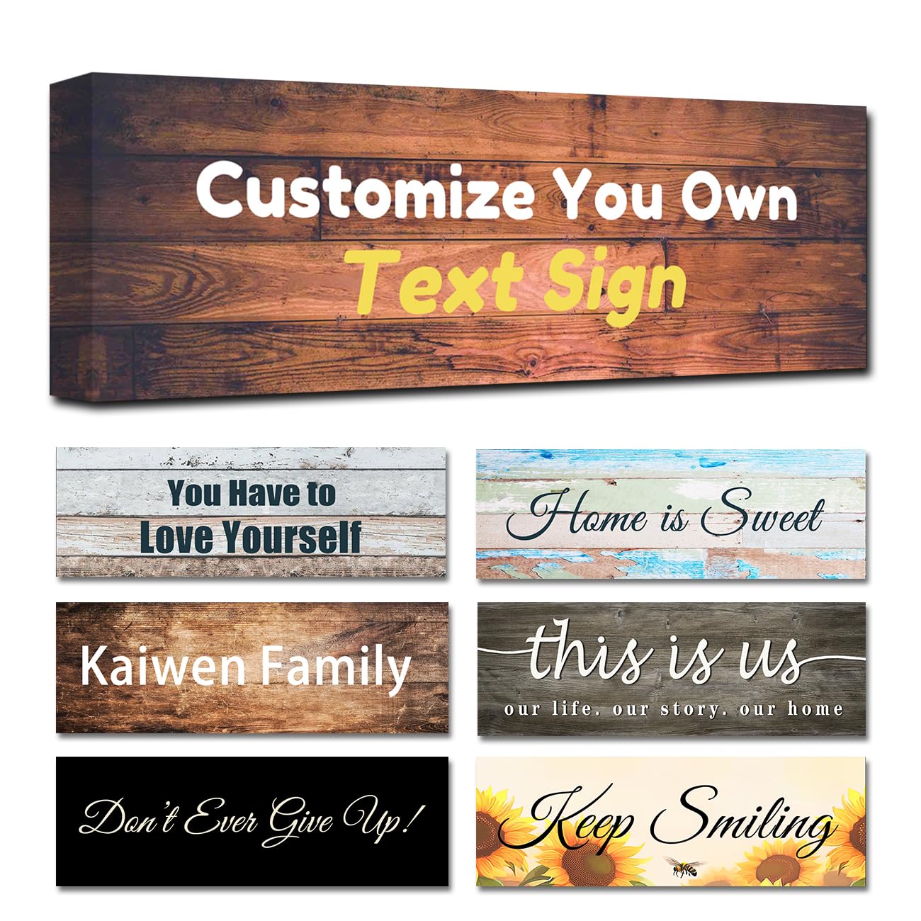 Amazon.com : SWQYLB Custom Text Signs Personalized Quotes Sign Wall ...