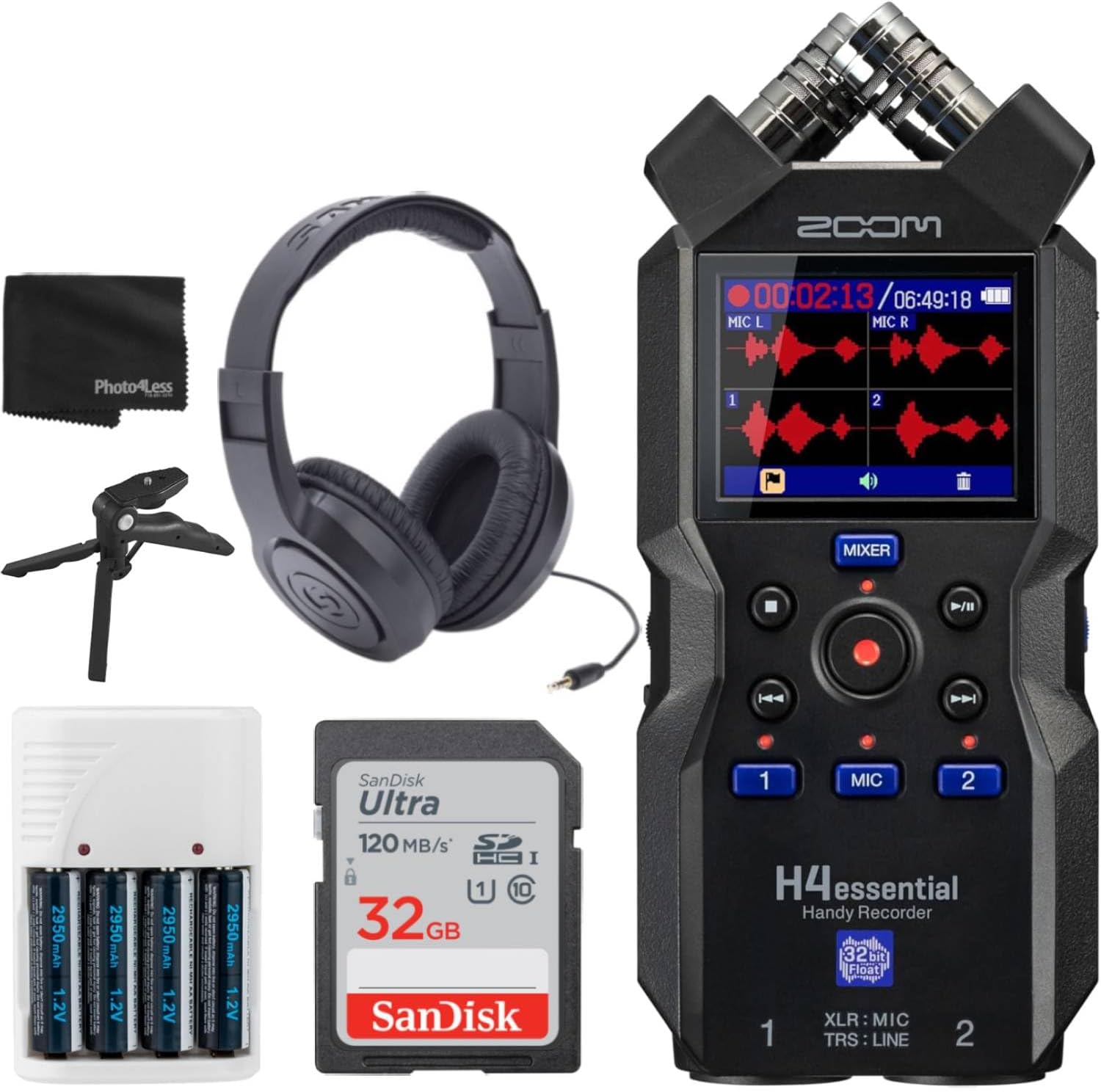 Amazon.com: Zoom H4essential Handy Recorder Bundle with 32GB Memory ...
