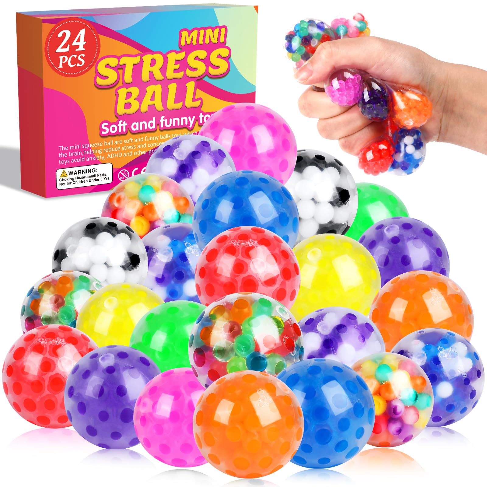 Snapklik.com : 24 Pack Sensory Stress Balls, Squishy Ball, Sensory ...