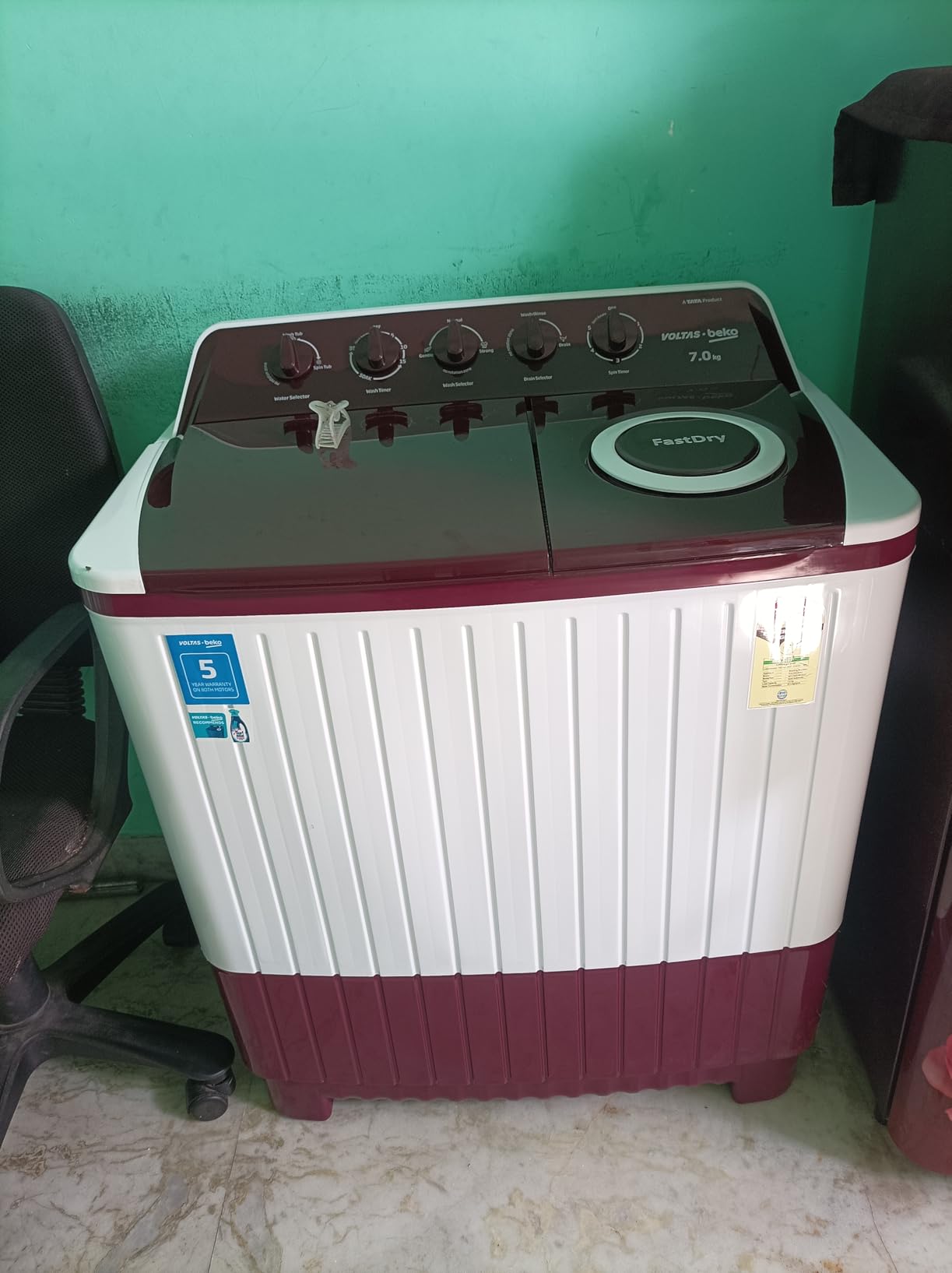 Voltas Beko A Tata Product 7 kg 5 Star 2024 Semi Automatic Top Load ...