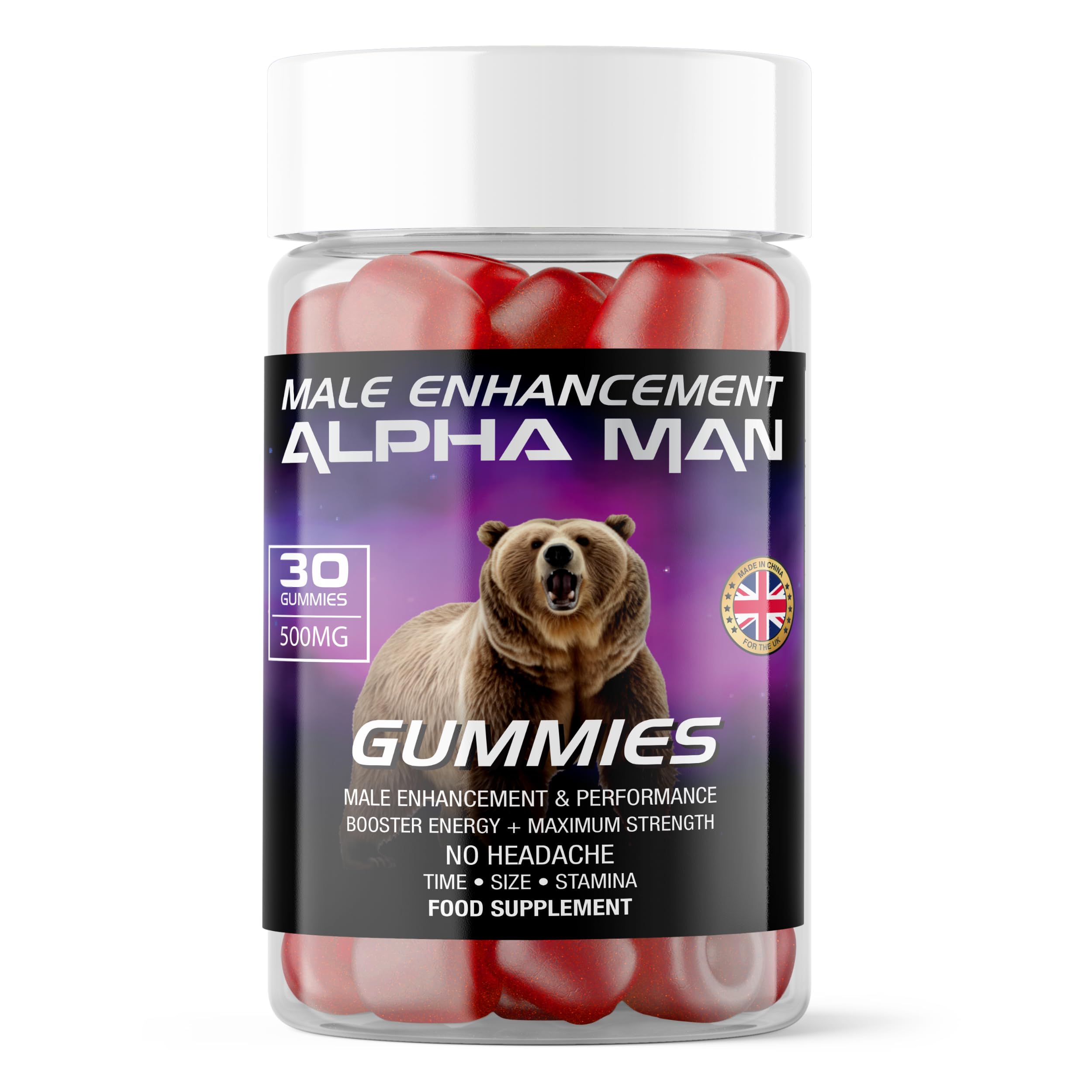 Alpha Man Male Enhancement Gummies Suitable for Vegans 30 Gummies ...