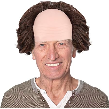 Amazon.com: yuehong Short Brown Old Men Wig Fluffy Bald Head Wig ...