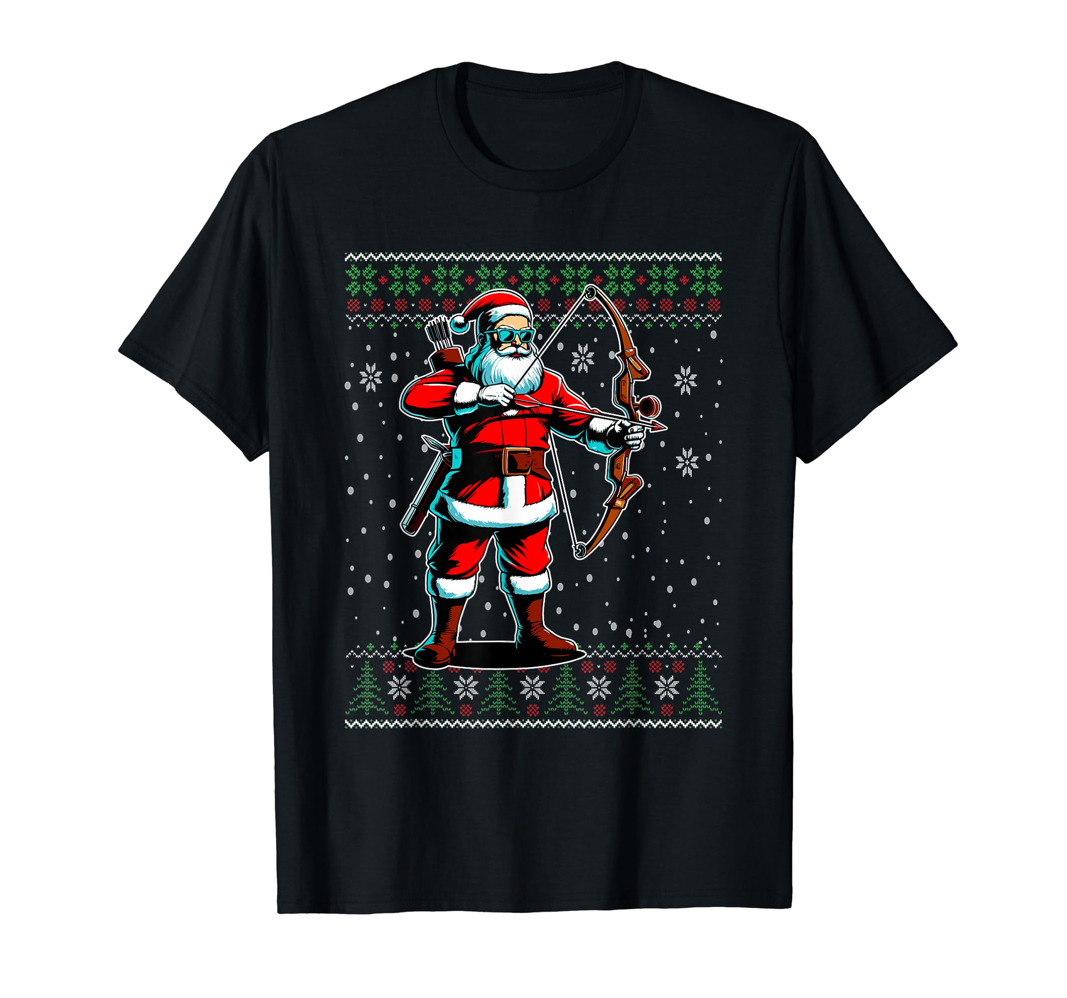 Amazon.com: Christmas Santa Archery Hunting Ugly Christmas Sweater T ...