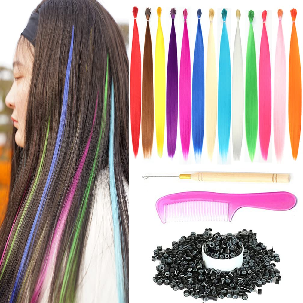 Amazon.com : SHUOHAN 120 Pieces/Lot 17'' Synthetic Colored Hair ...