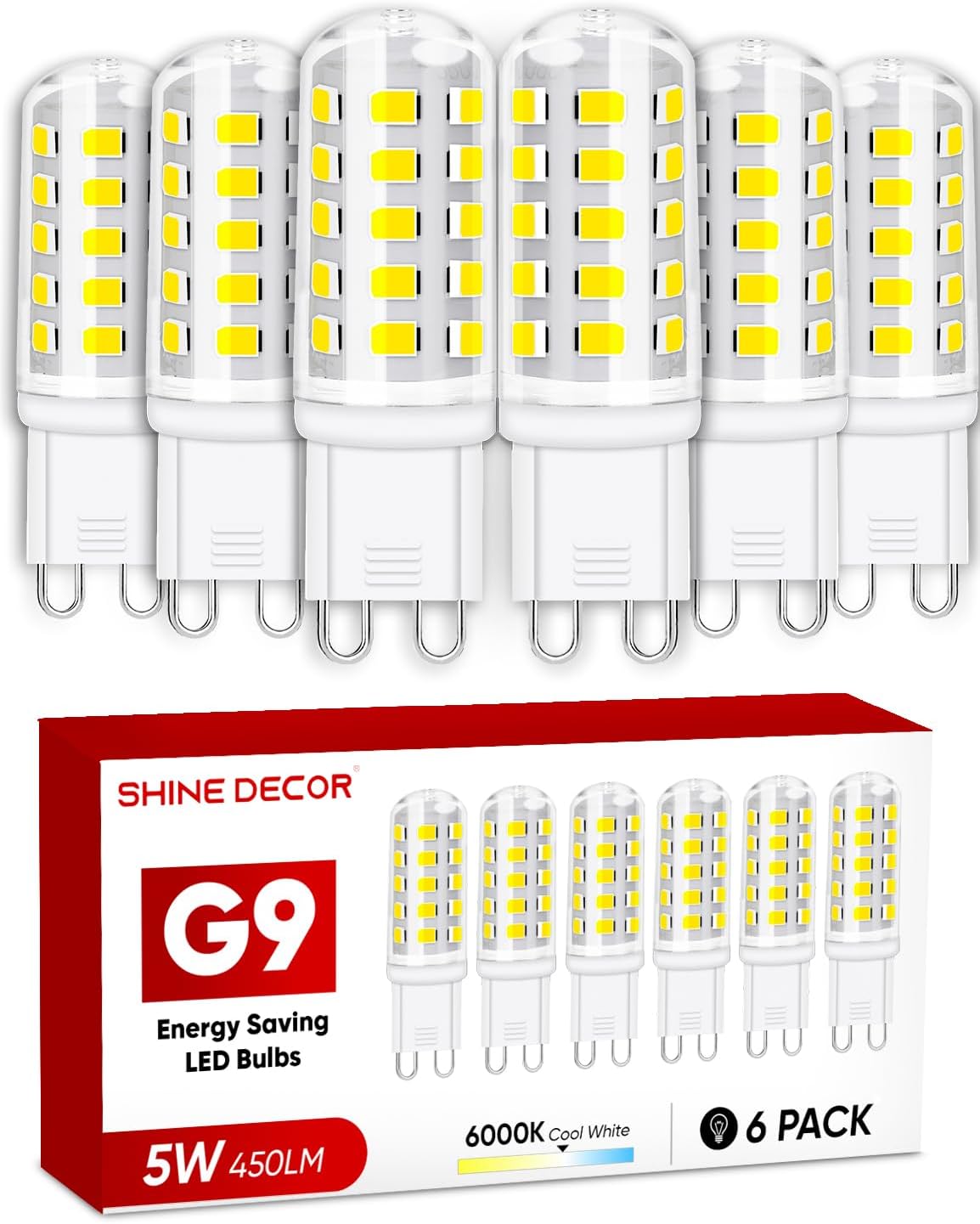 G9 LED Bulb, Cool White 6000K G9 LED Bulbs, 5W 560LM G9 Capsule Bulb ...