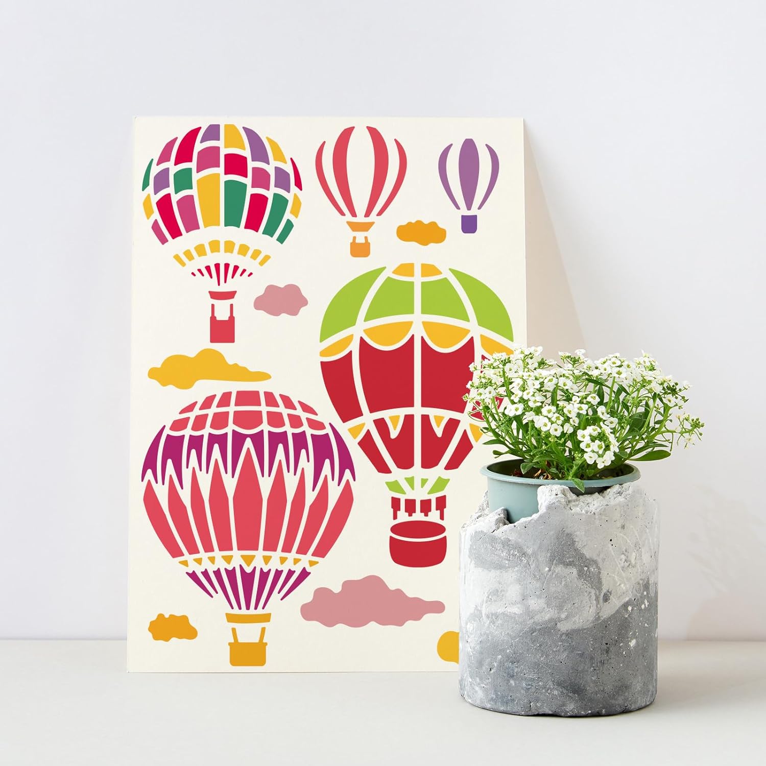 Plantilla de globo de aire caliente tamaño A4 plantillas de pared para ...