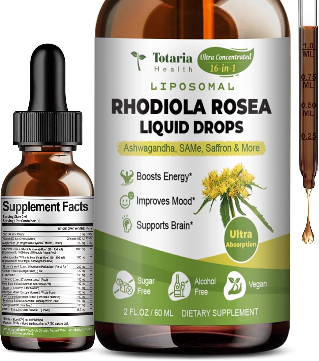 Amazon.com: Totaria 16-in-1 Liposomal Rhodiola Rosea Supplement ...